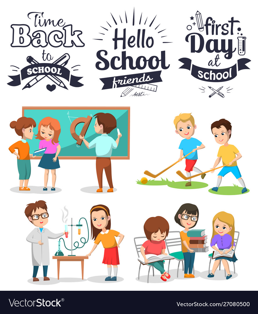 Classmates educating back to school study Vector Image