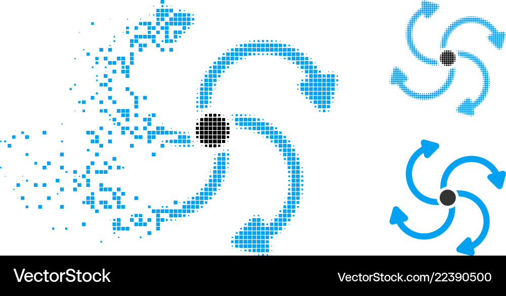 Dissipated pixel halftone fan rotation icon Vector Image