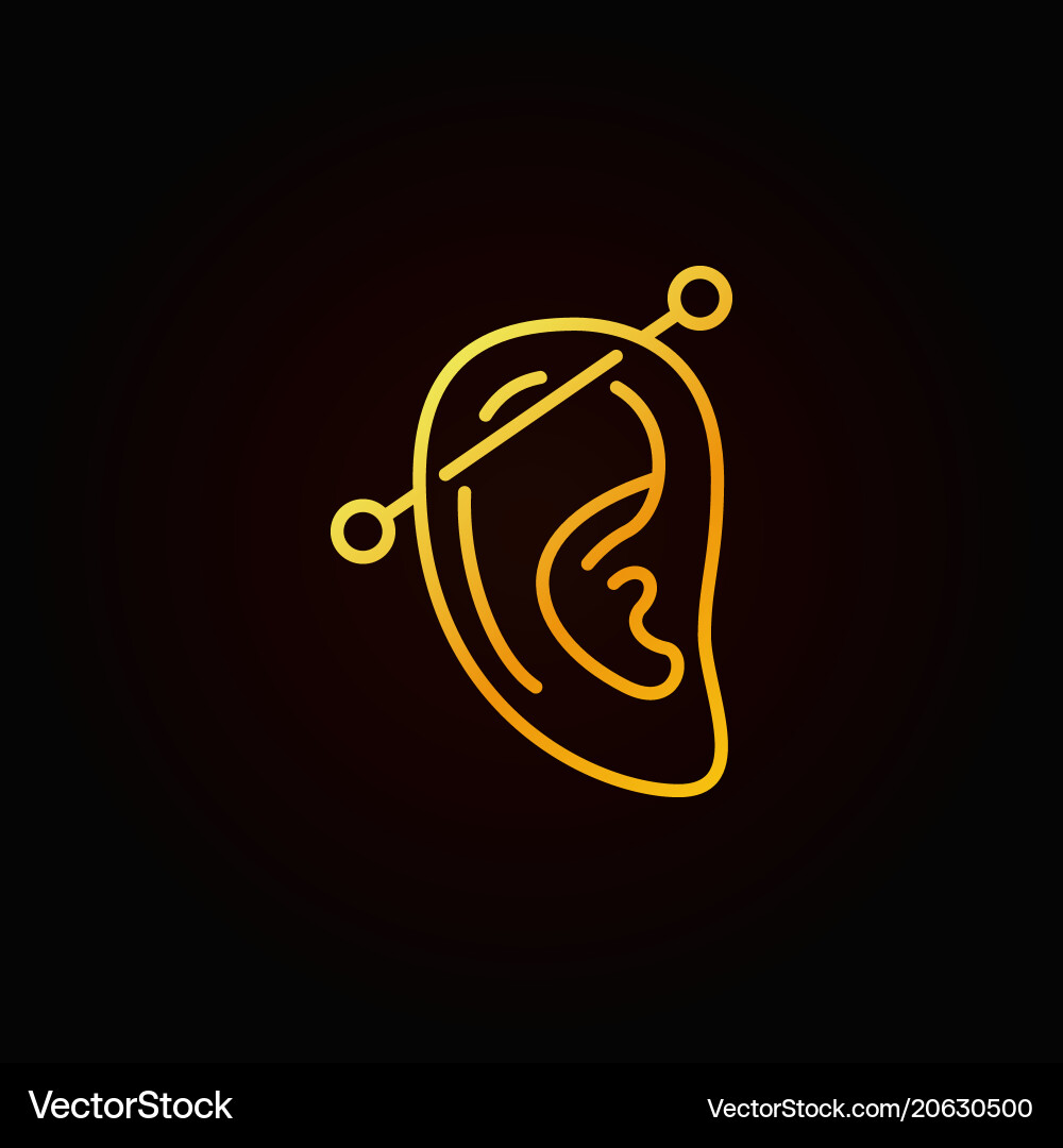 Ear piercing thin line golden icon or outline Vector Image