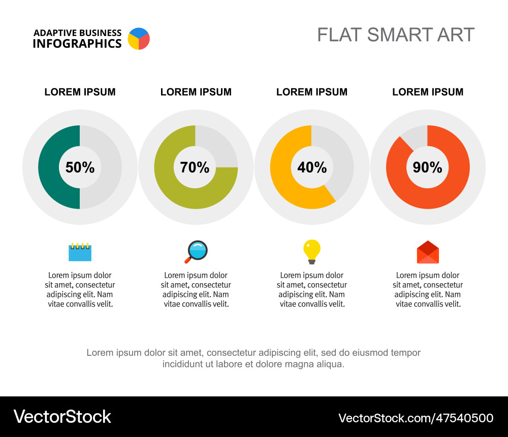 Four circular percentage diagram template Vector Image