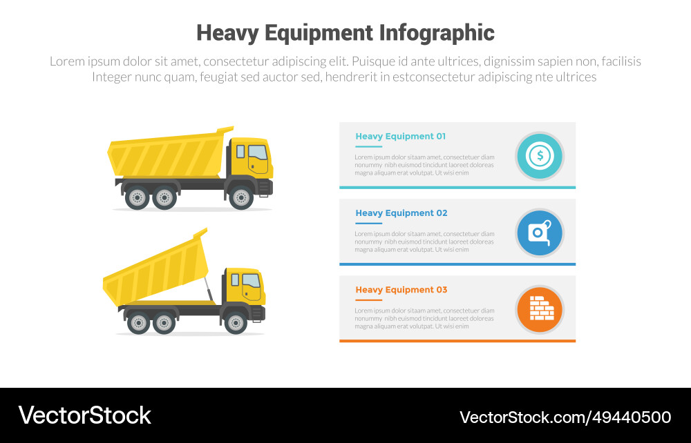 Heavy equipment machine infographics template Vector Image