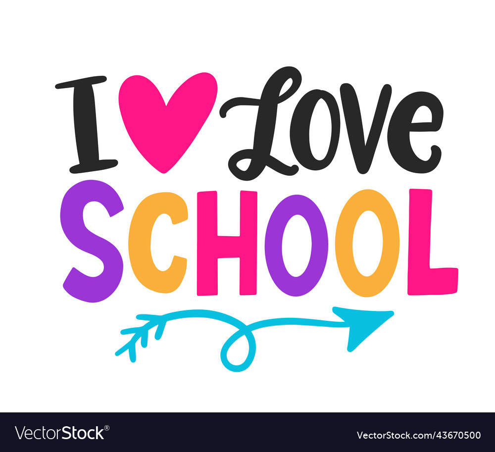 I love school hand lettering banner Royalty Free Vector