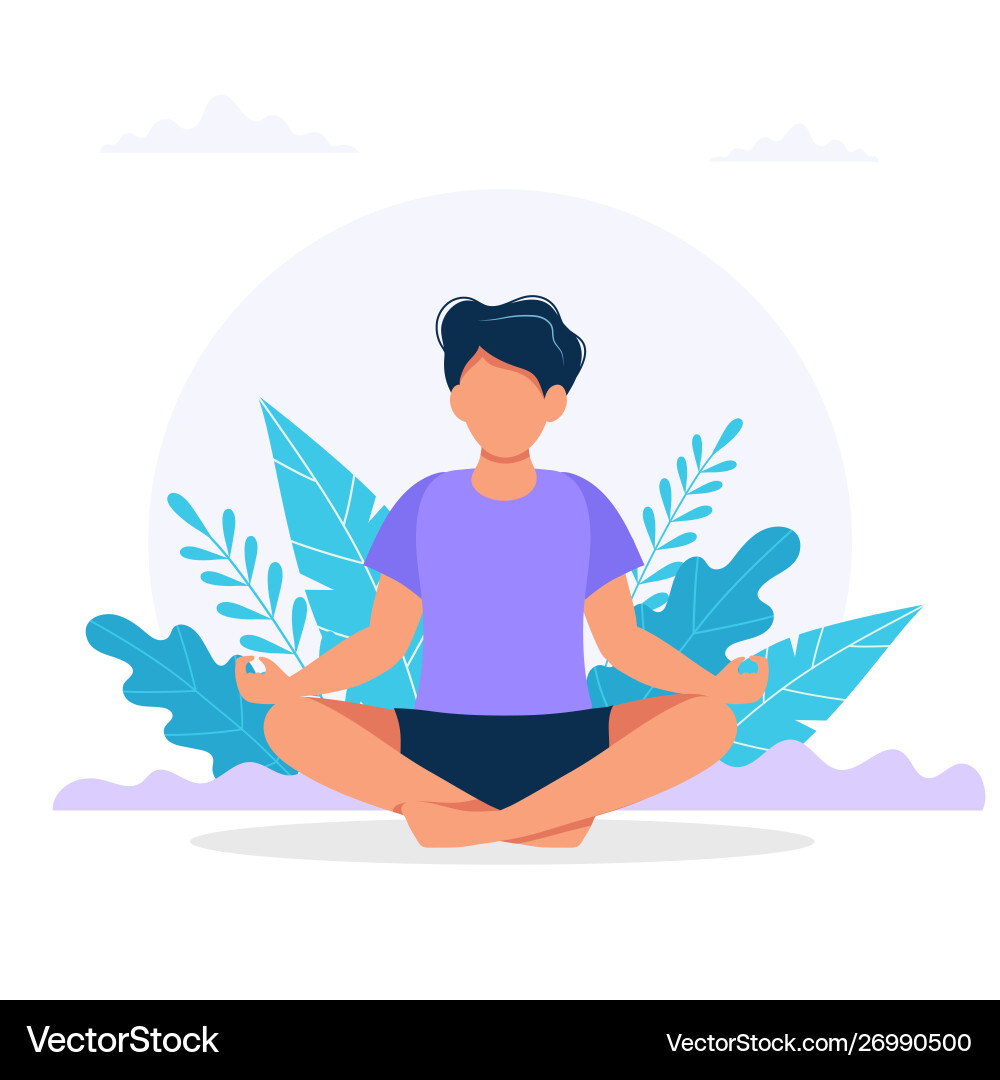 Man meditating in nature concept Royalty Free Vector Image