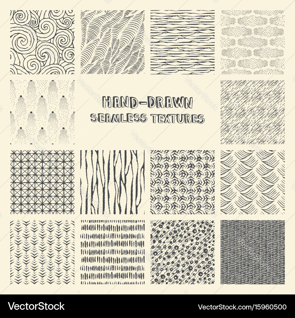 Set of hand drawn marker and ink patterns Vector Image