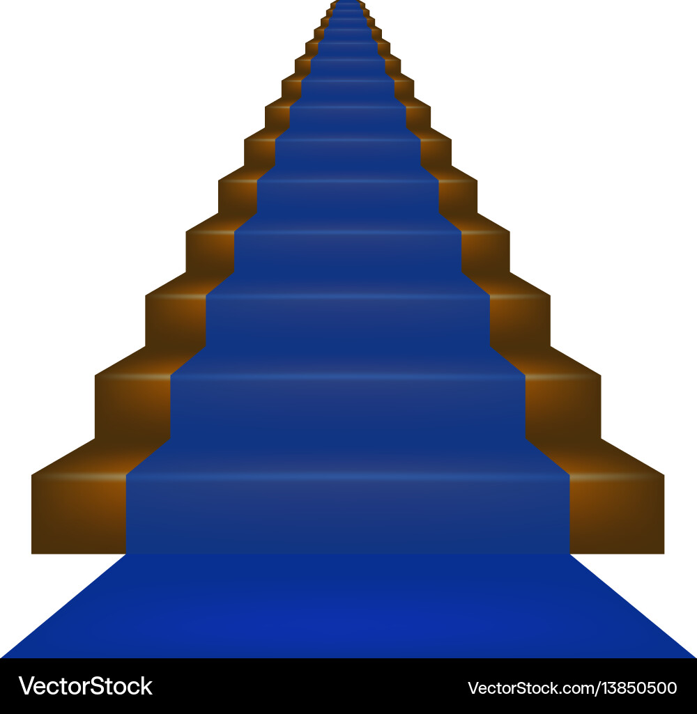 Stairs covered with blue carpet Royalty Free Vector Image