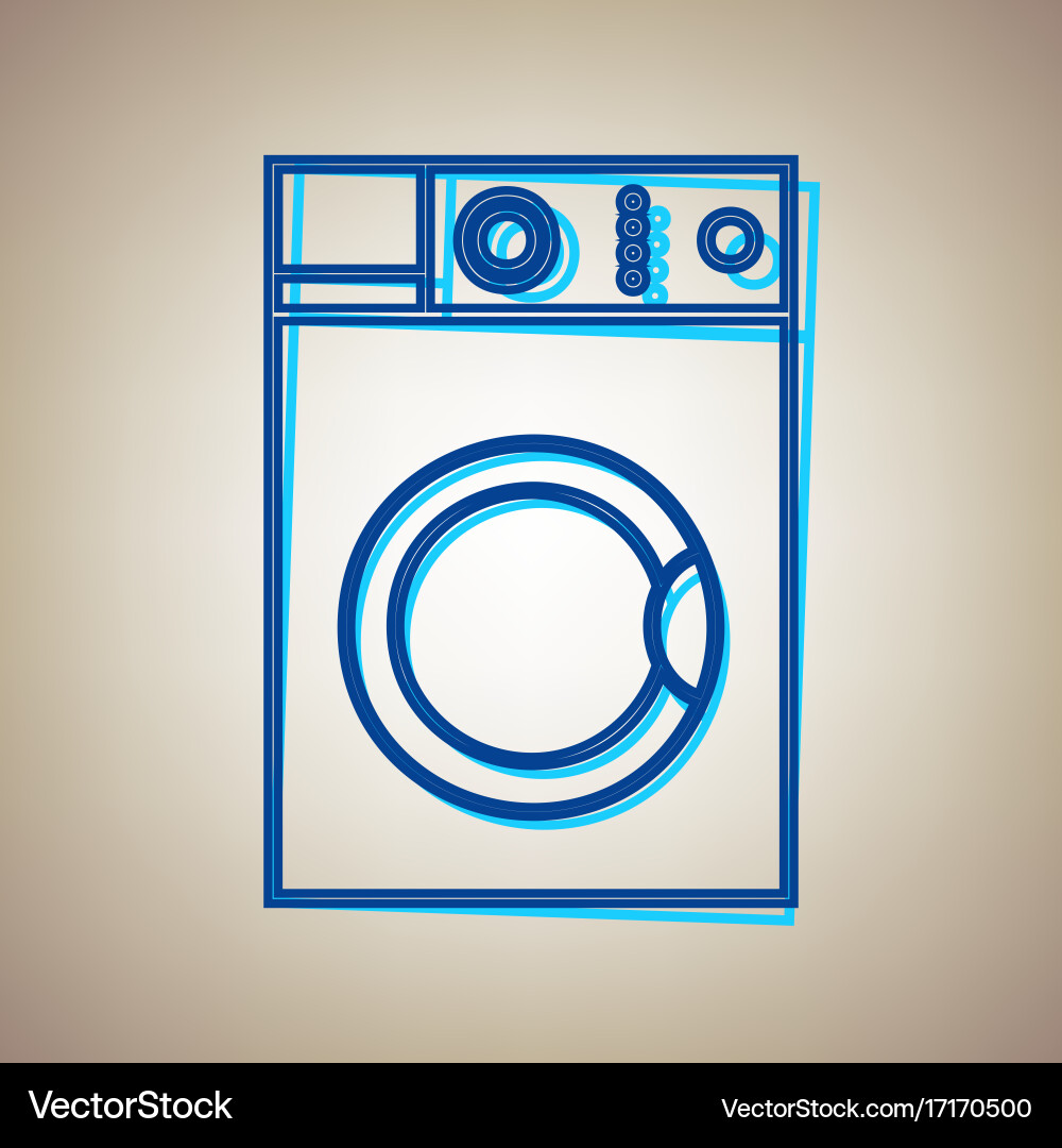 Washing machine sign sky blue icon Royalty Free Vector Image