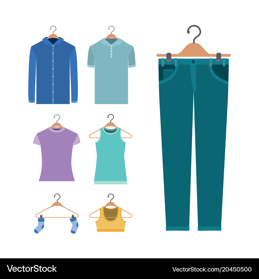 White background of colorful set elements clothes Vector Image
