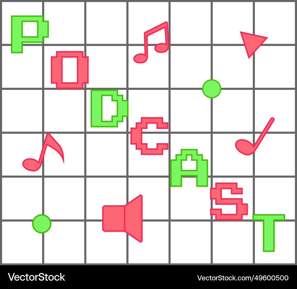 Word podcast located on the grid Royalty Free Vector Image