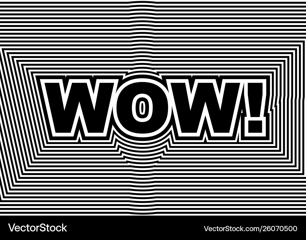 Wow word on black and white background Royalty Free Vector