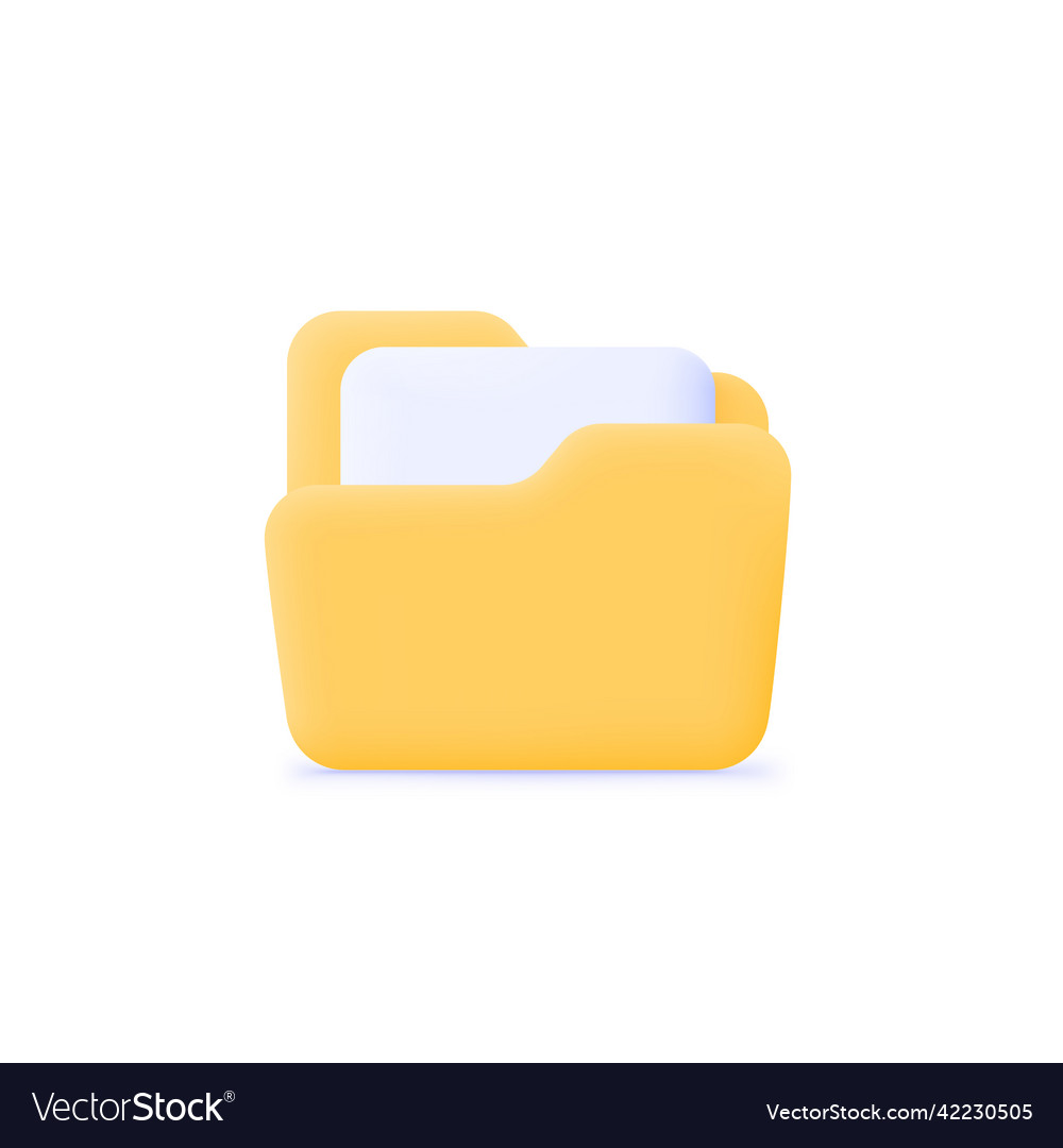 Folder in 3d style white background yellow Vector Image