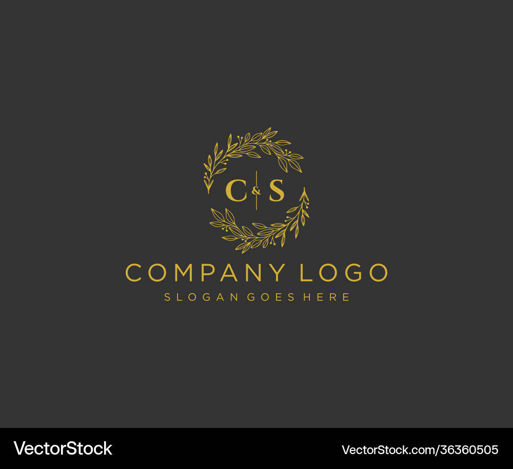 Initial cs letters floral frames monogram wedding Vector Image