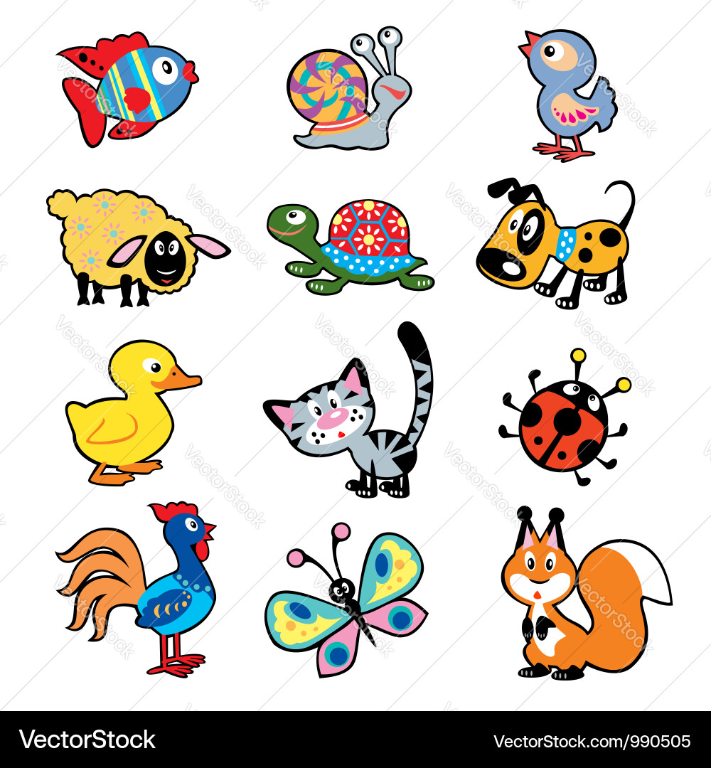 Simple children picture with animals Royalty Free Vector