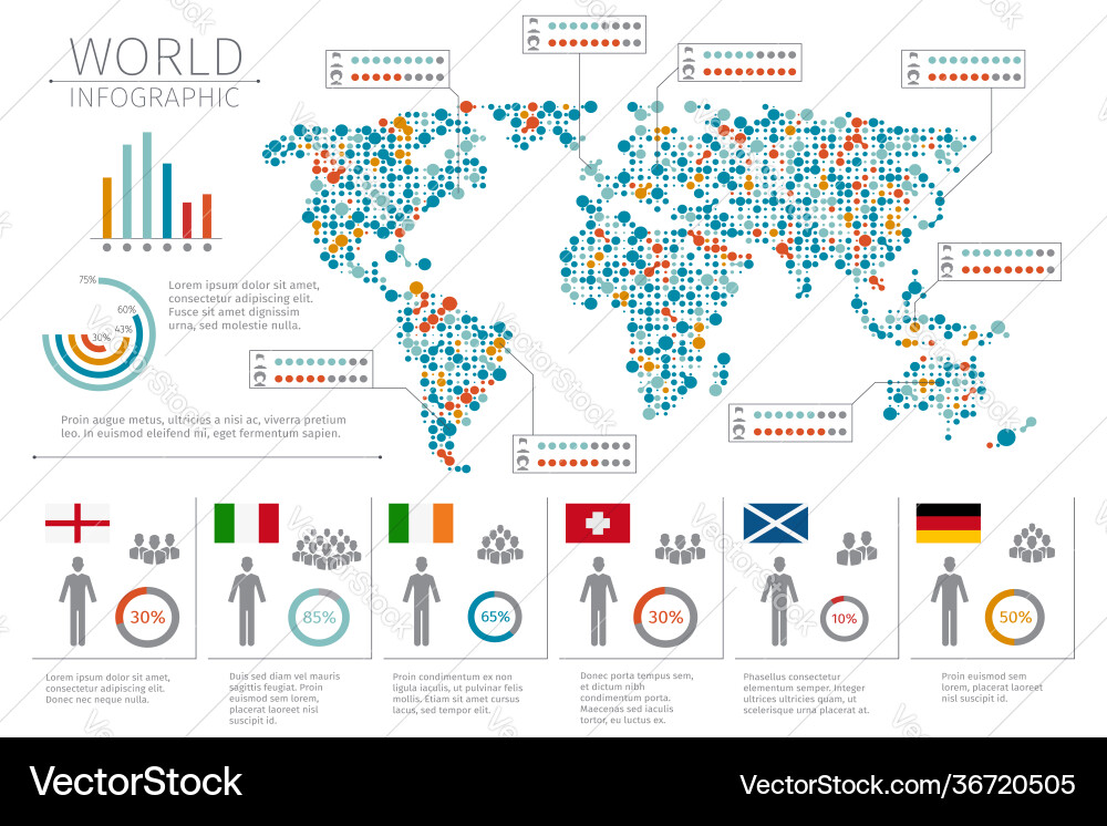World people infographics human infographic on map
