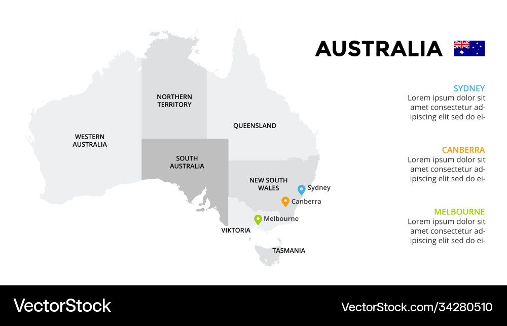 Australia map infographic template slide Vector Image