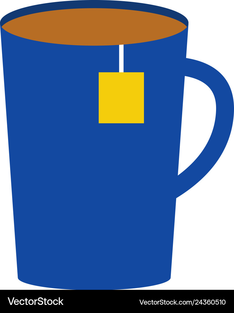 Blue cup of tea flat simple Royalty Free Vector Image