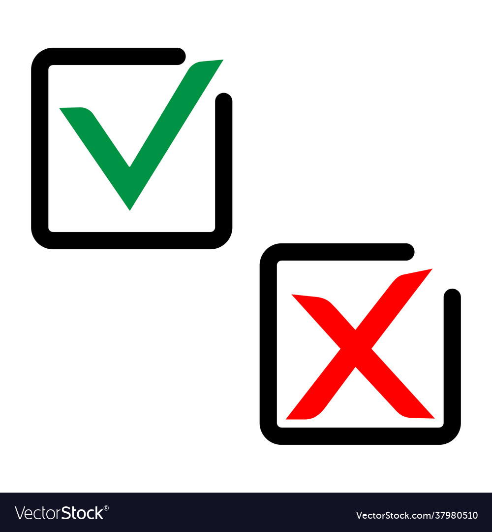 Check mark approved rejected symbol isolated Vector Image
