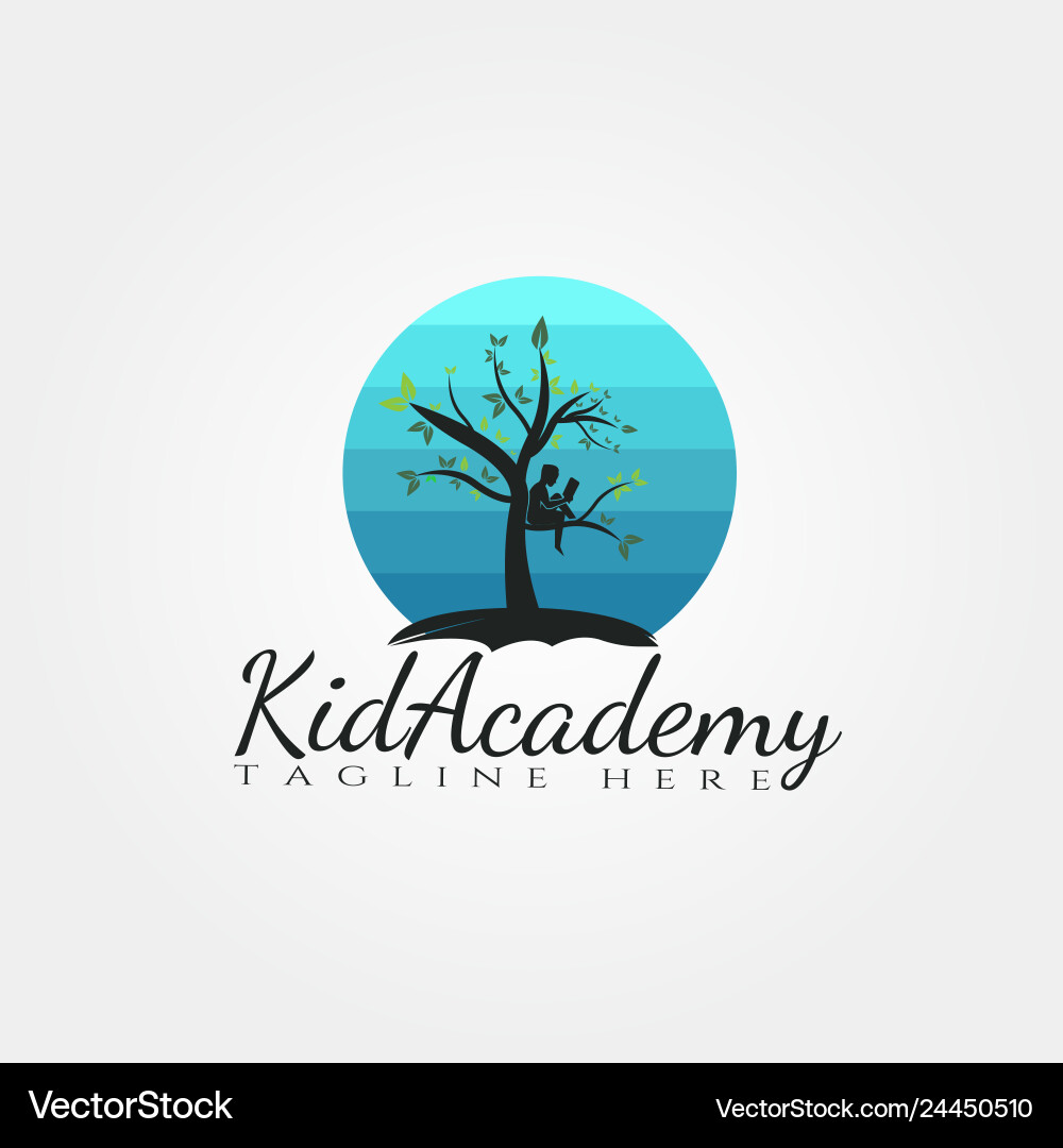 Children academy tree logo designkid icon Vector Image