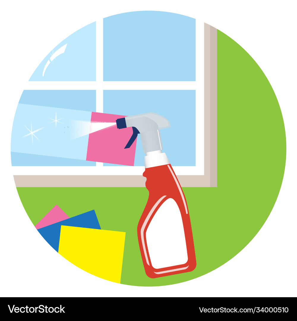 Cleaning window and cleaner detergent in plastic Vector Image
