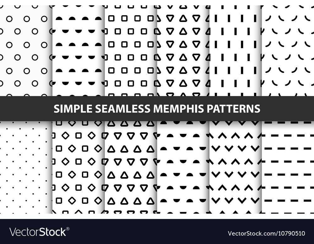 Collection of simple seamless geometric patterns Vector Image