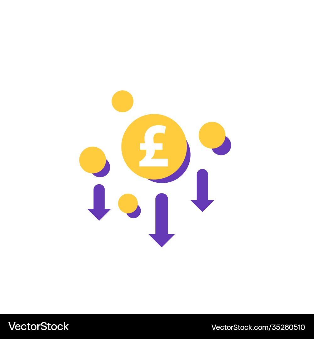 Cost reduction minimising icon with pound Vector Image