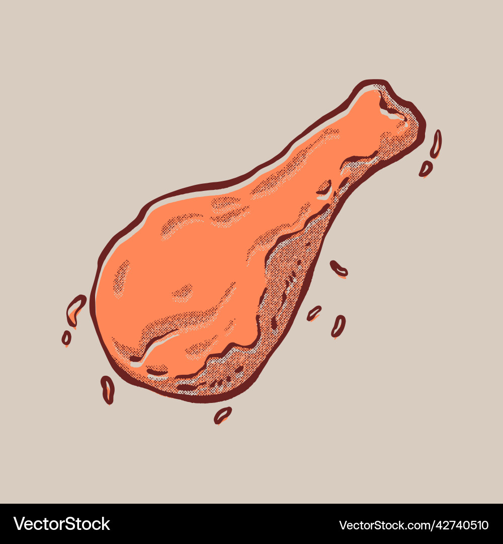 Crispy fried chicken thigh sketch hand drawn Vector Image
