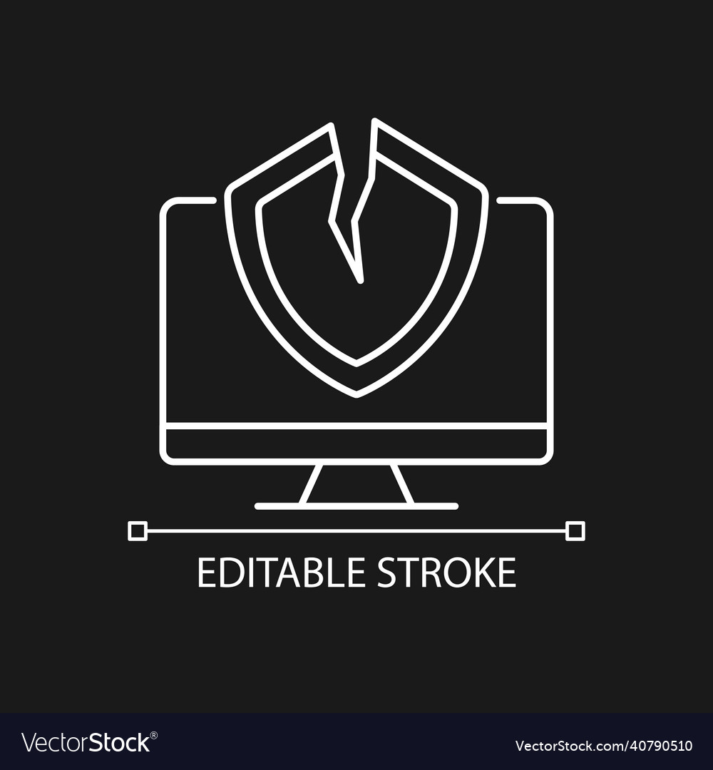 Cybersecurity vulnerability white linear icon Vector Image Cybersecurity vulnerability white linear icon Vector Image