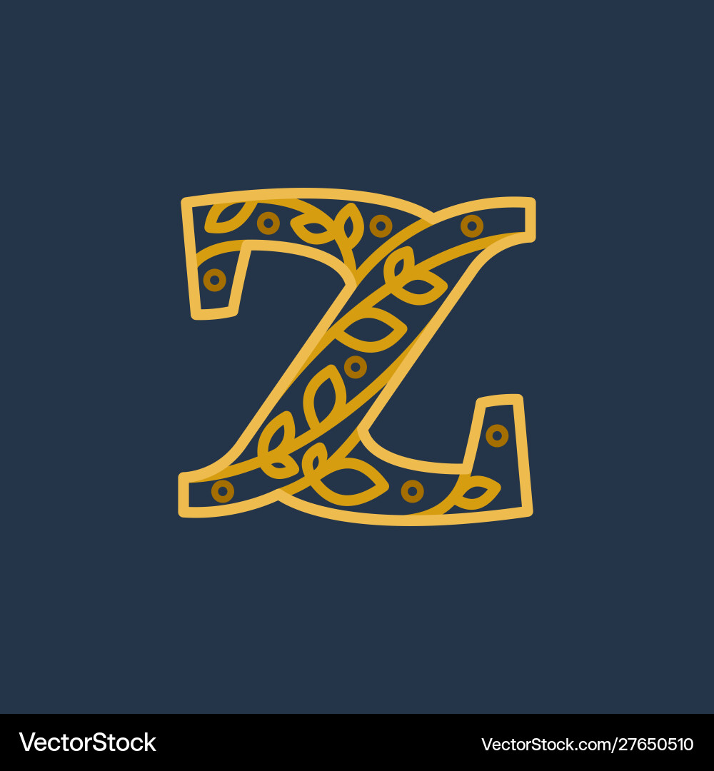 Elegant linear letter z initial ornate logotype Vector Image