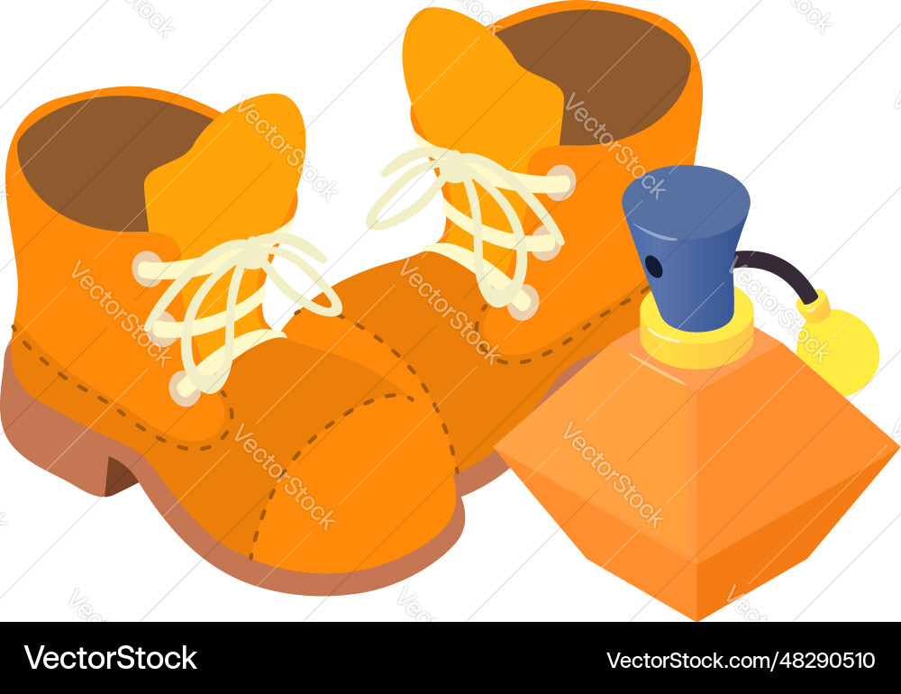 Leather boot icon isometric brown lace up Vector Image