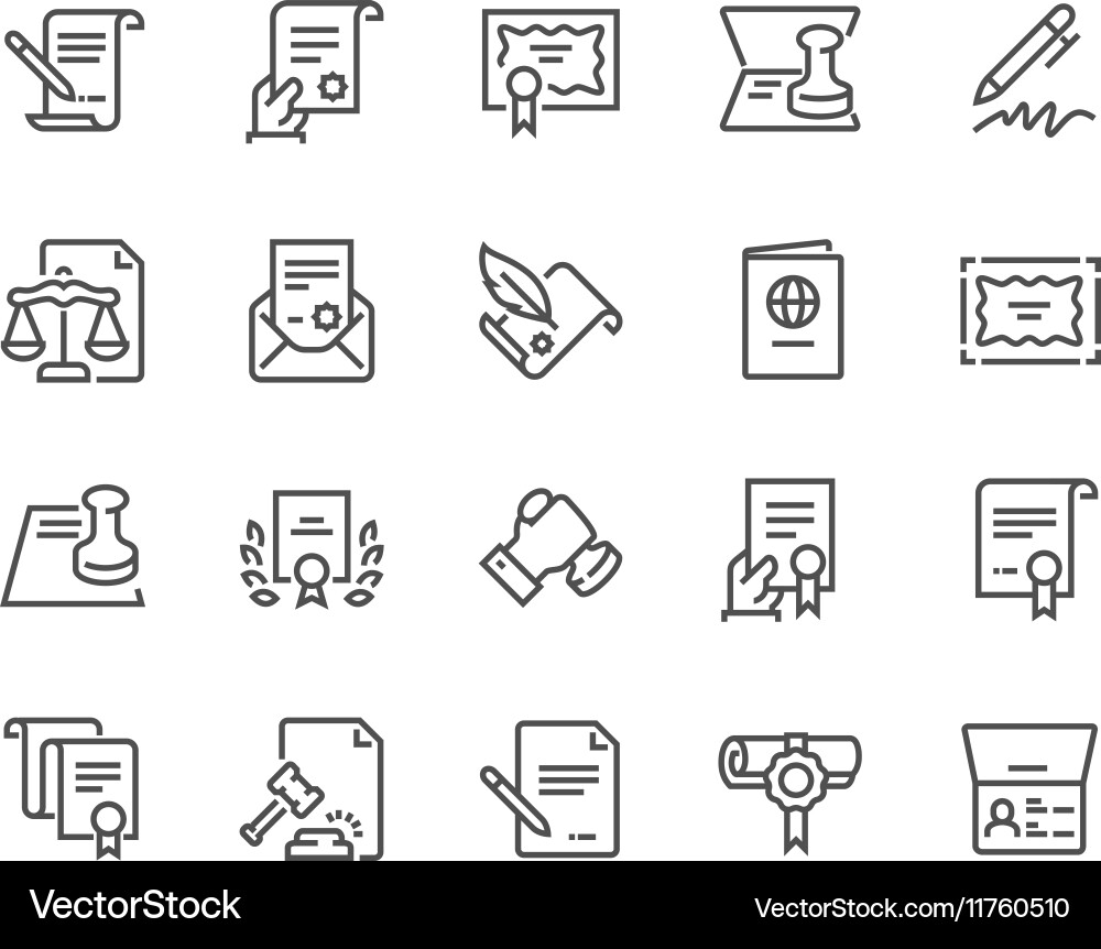 Line legal documents icons Royalty Free Vector Image