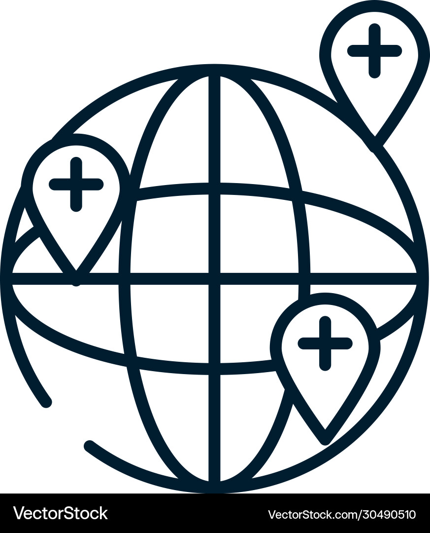 Location pins global sphere icon line style Vector Image