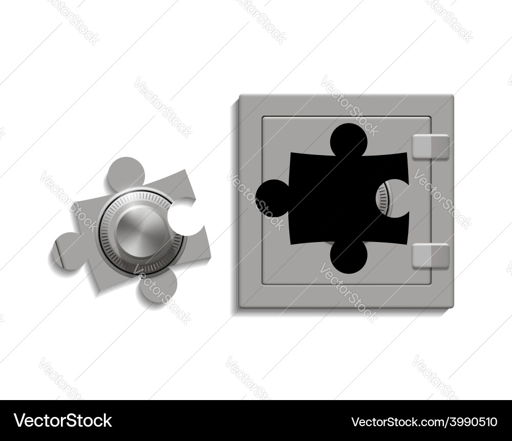 Metal safe with a lock as jigsaw puzzle Royalty Free Vector
