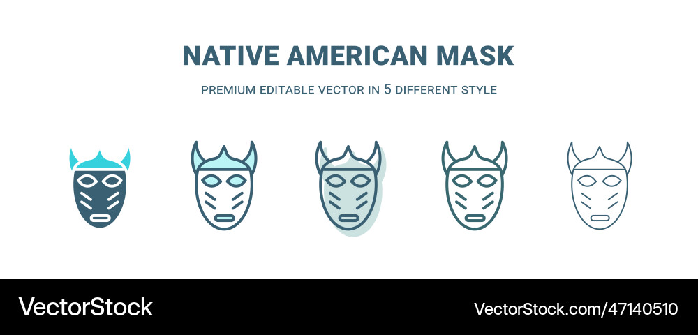 Native american mask icon in 5 different style Vector Image