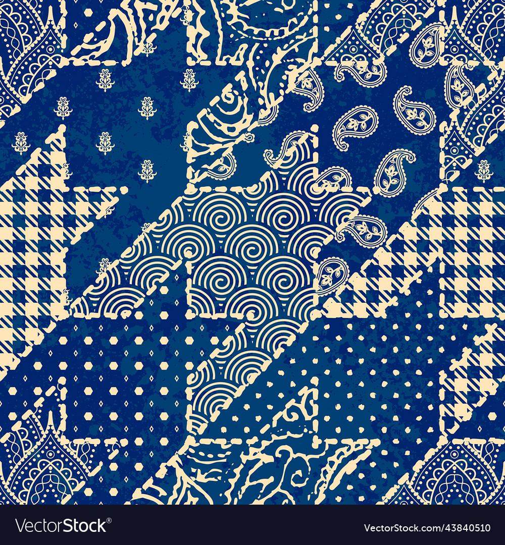 Patchwork textile pattern seamless quilting Vector Image