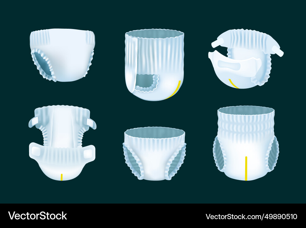 Realistic diaper 3d children nappy pee Royalty Free Vector