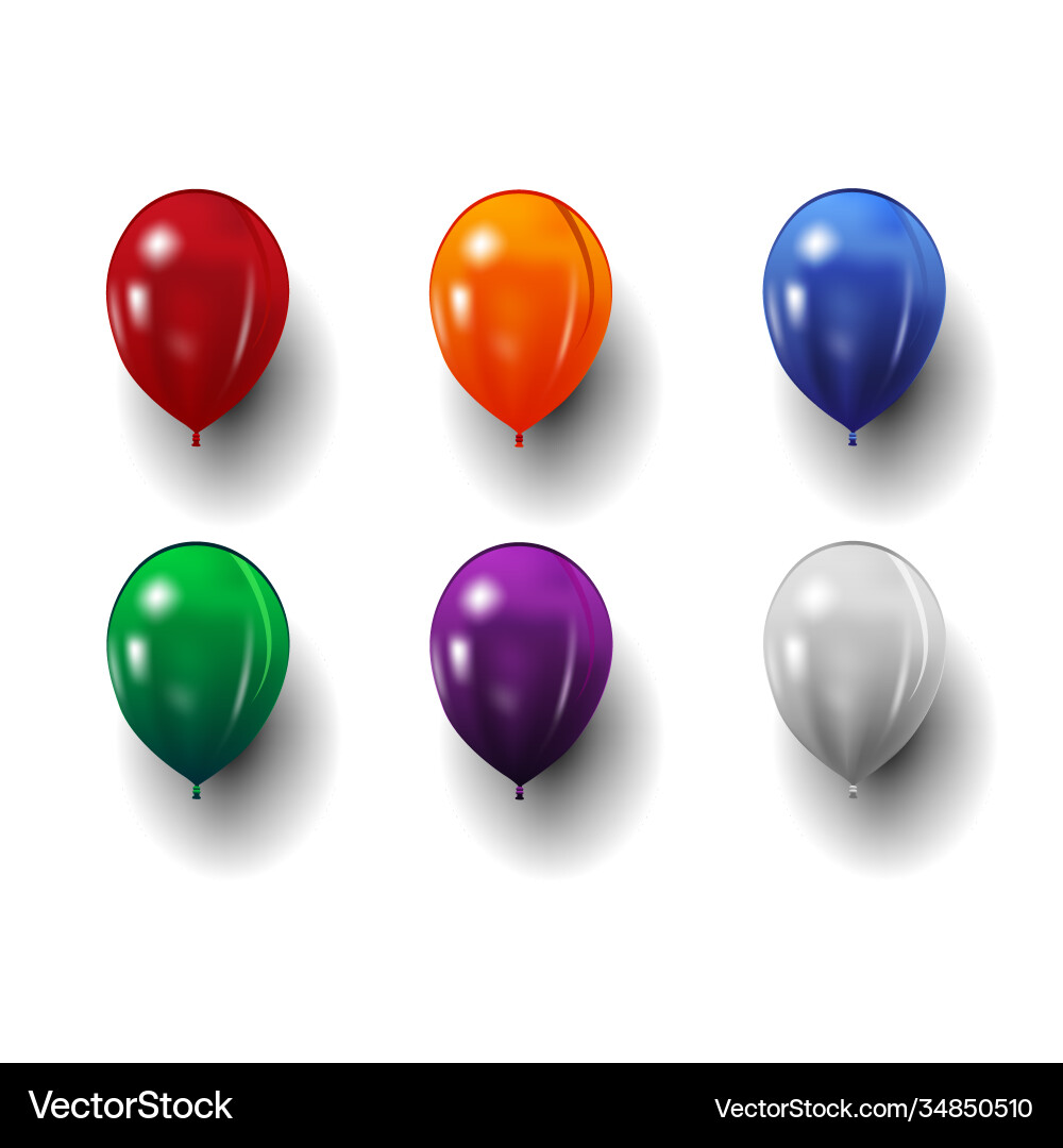 Set festive realistic balloons isolated Royalty Free Vector