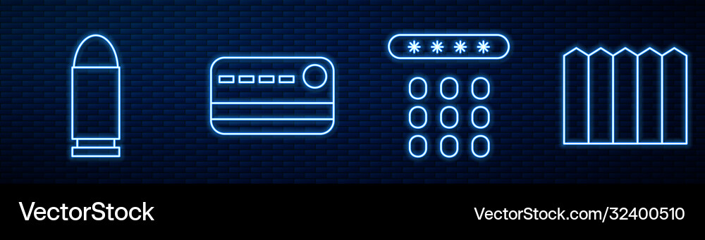 Set line password protection bullet credit card Vector Image