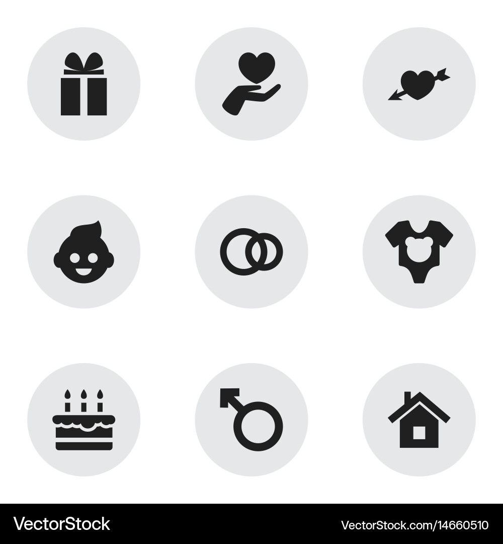 Set of 9 editable relatives icons includes Vector Image
