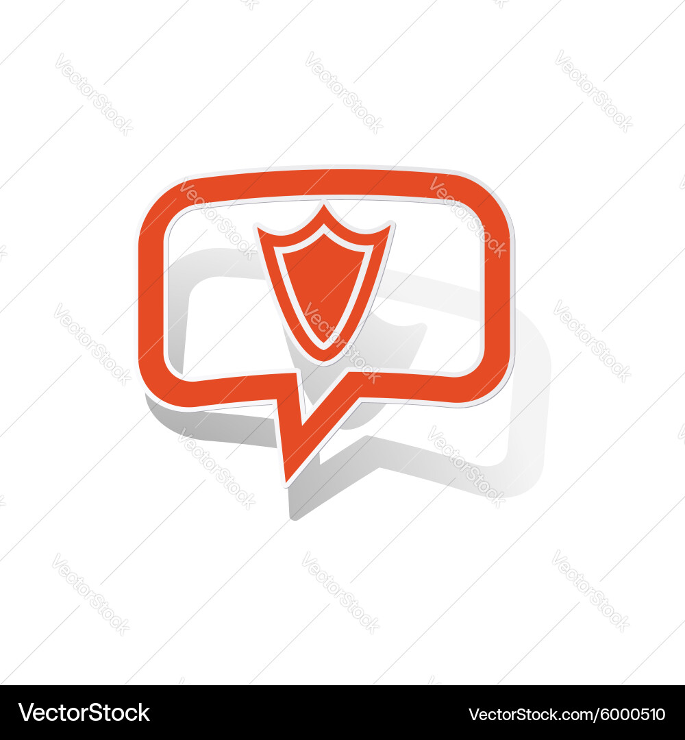 Shield message sticker orange Royalty Free Vector Image