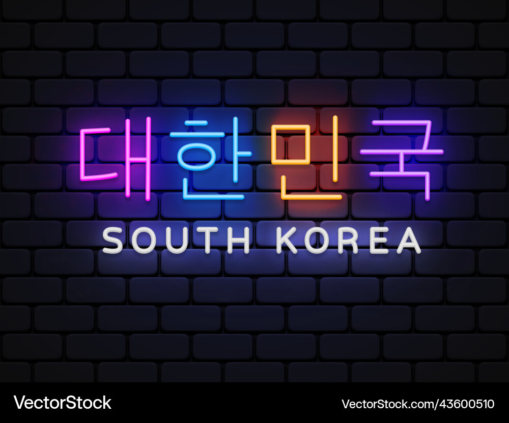 South korea neon in abstract style on light Vector Image