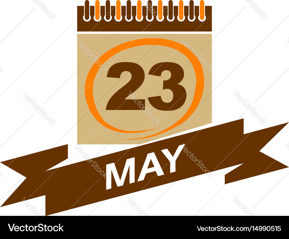 23 may calendar with ribbon Royalty Free Vector Image
