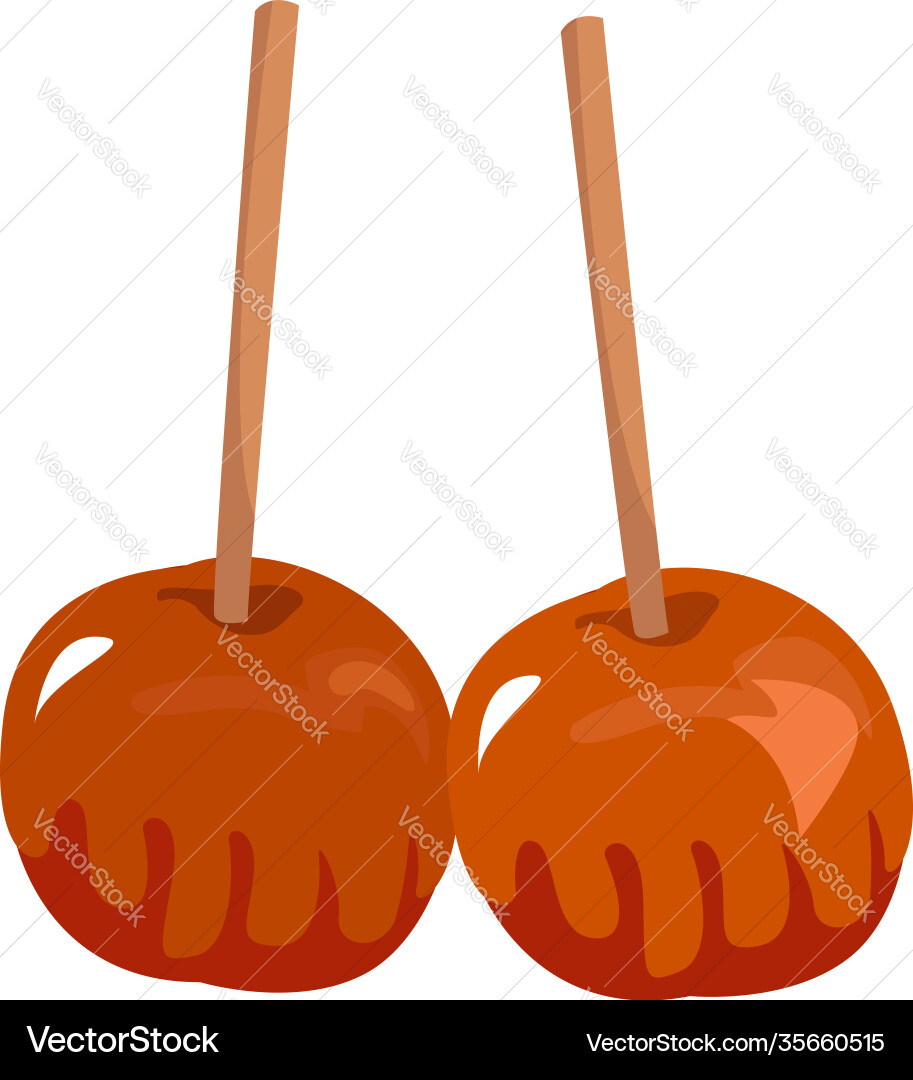 Apple in caramel on white background Royalty Free Vector