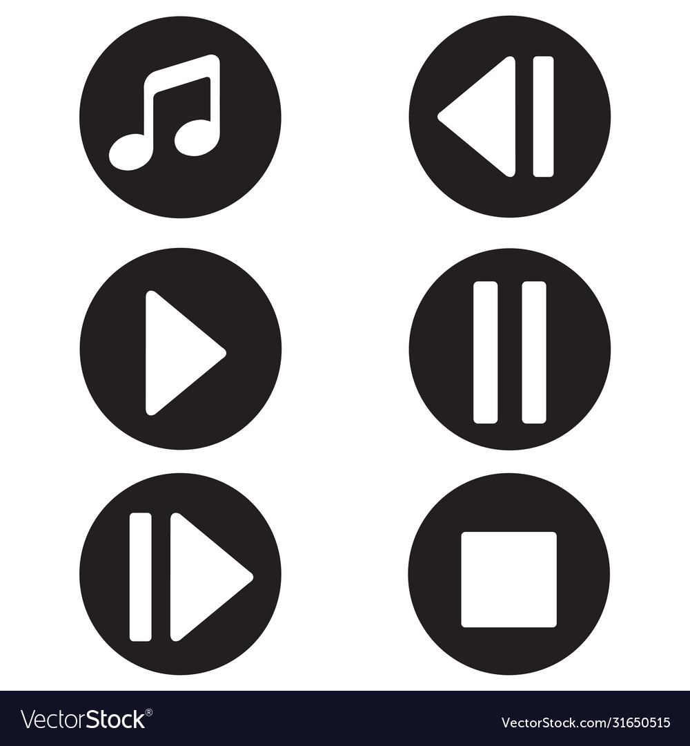 Audio icon set play pause stop Royalty Free Vector Image