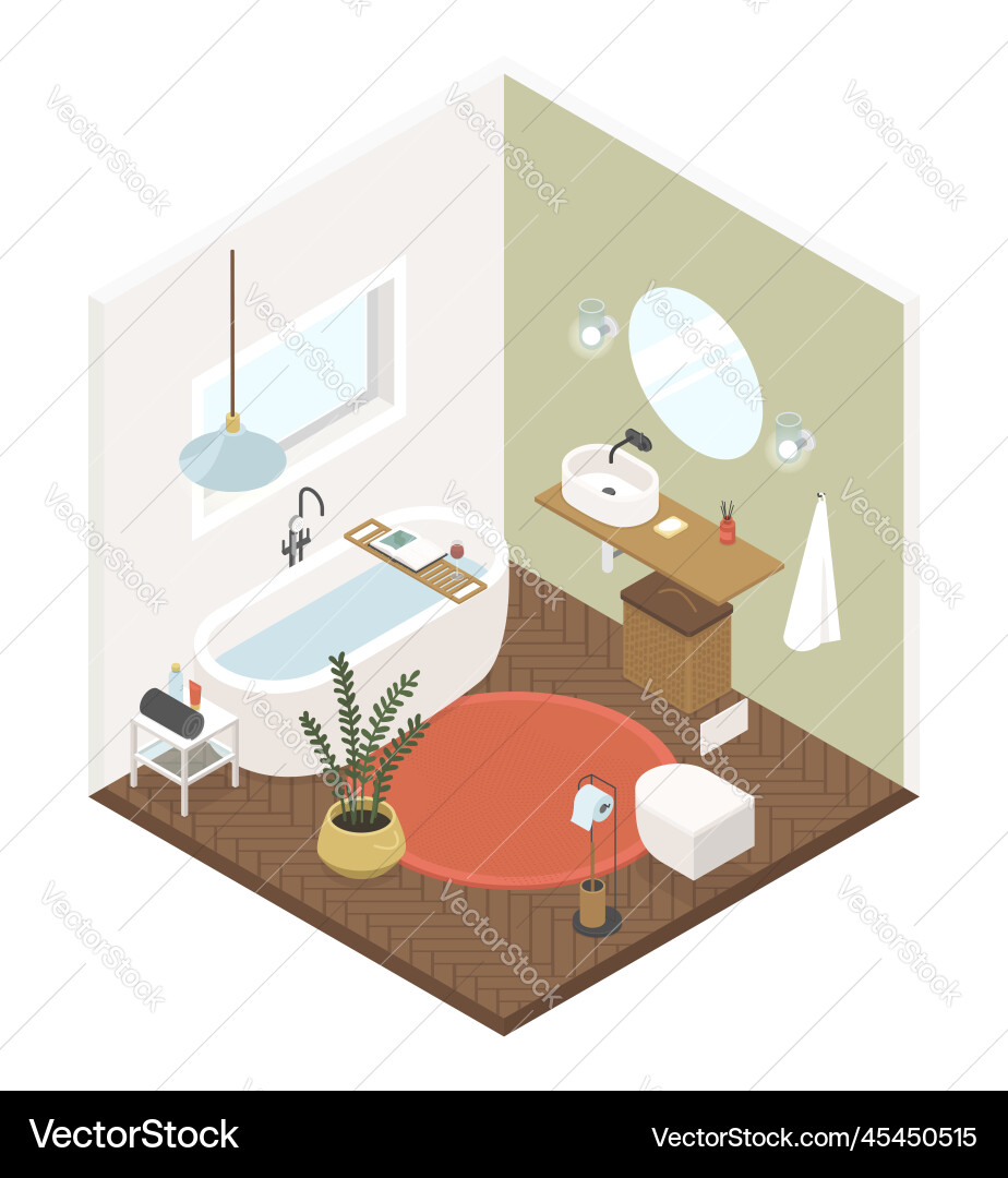 Cozy bathroom - modern colorful isometric Vector Image