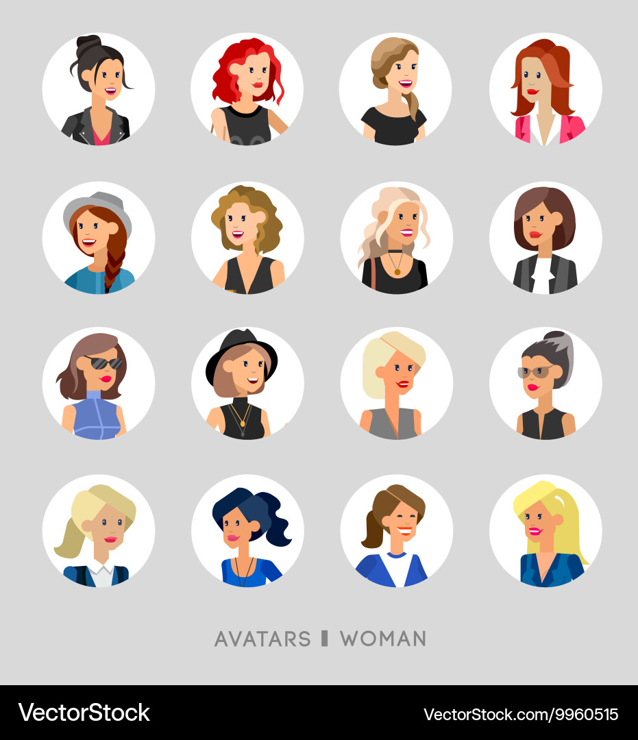 Cute cartoon human avatars set Royalty Free Vector Image