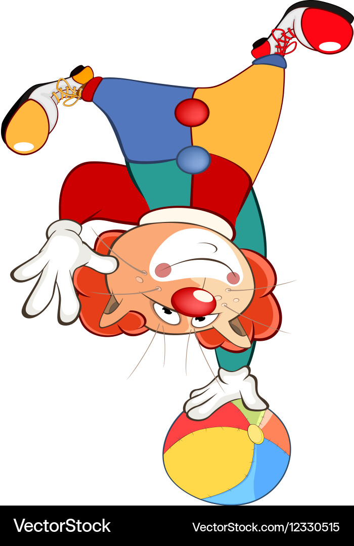 Cute cat clown cartoon Royalty Free Vector Image