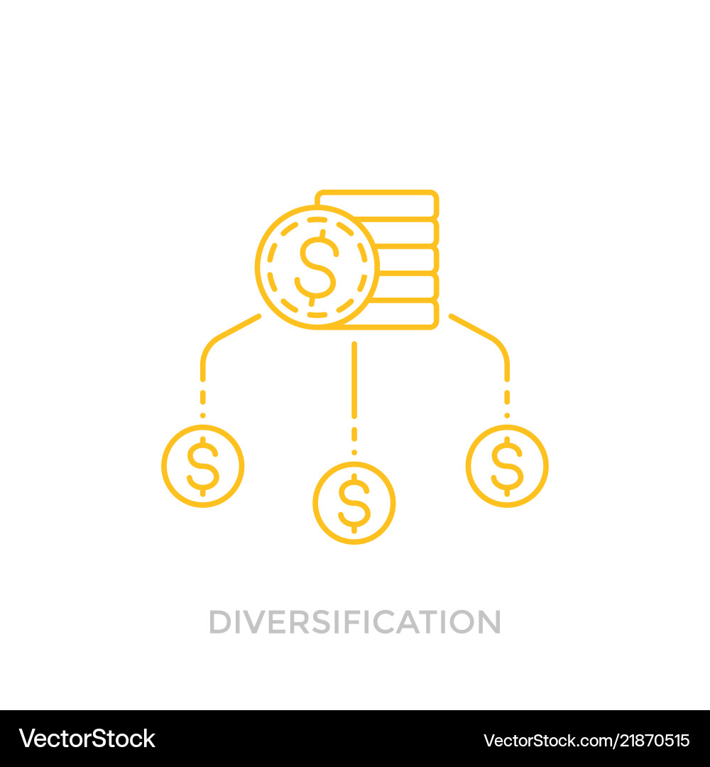 Financial diversification line icon with coins Vector Image