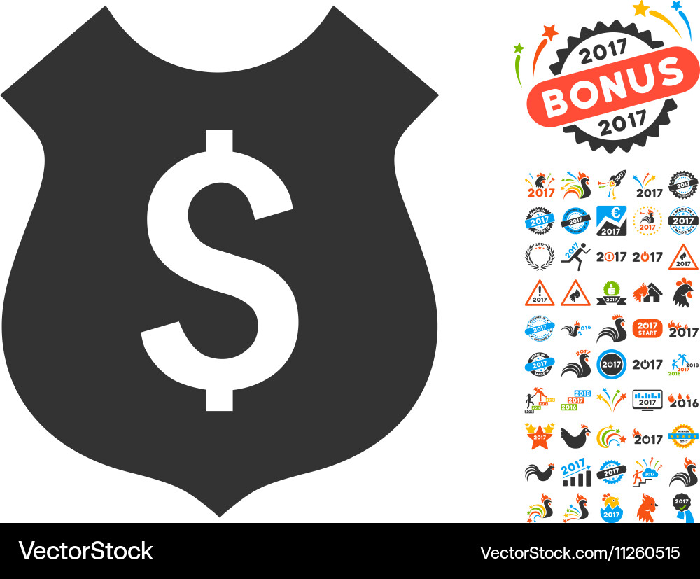 Financial shield icon with 2017 year bonus Vector Image