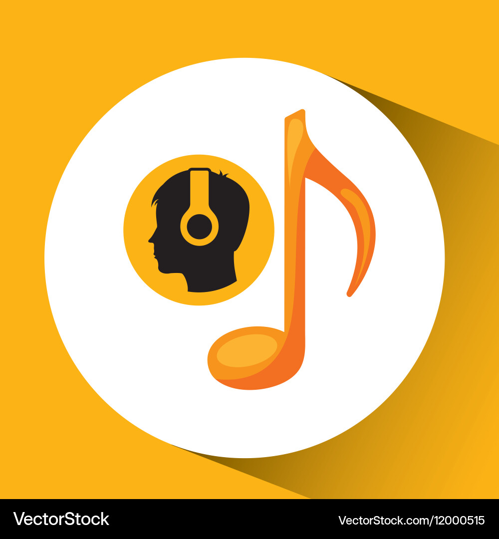 Head silhouette listening music note Royalty Free Vector
