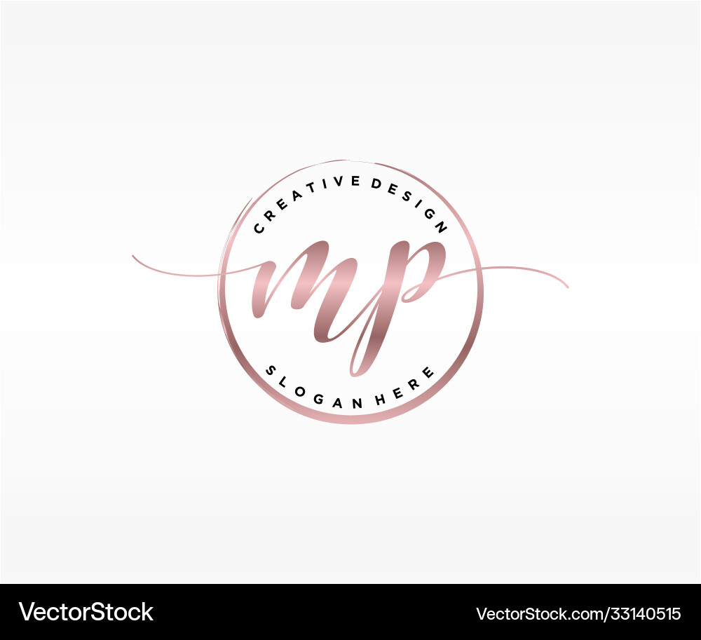 Initial mp handwriting logo with circle template Vector Image