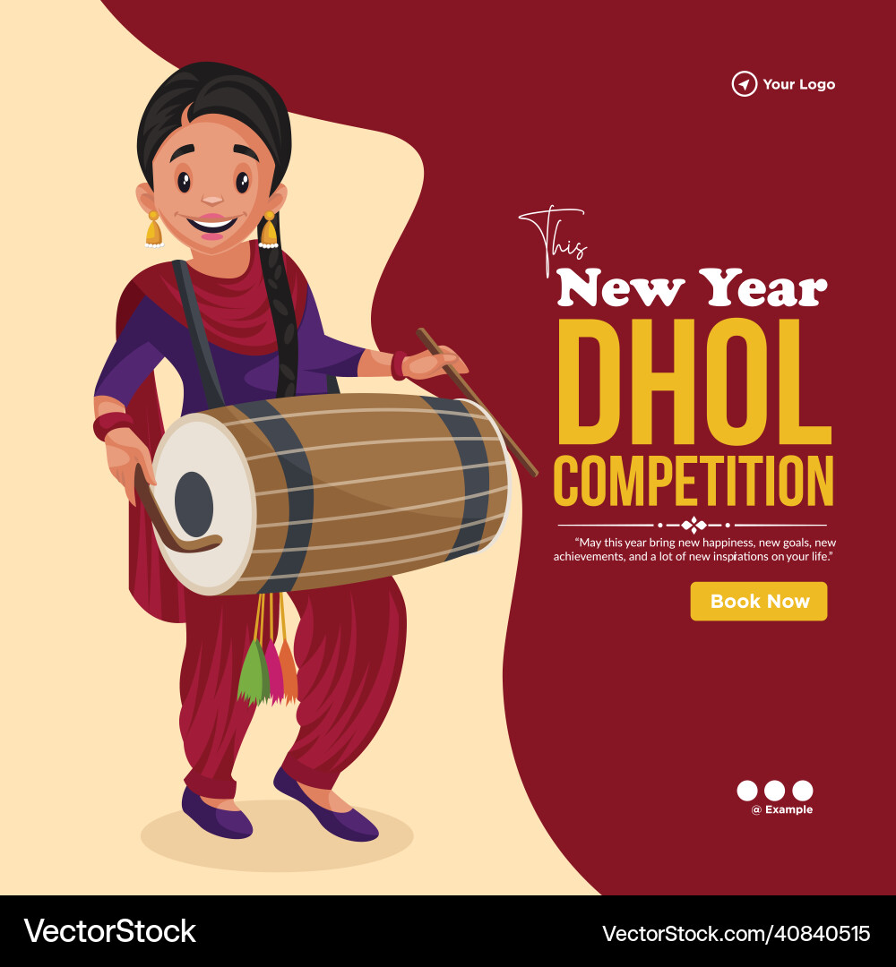 New year dhol competition banner design Royalty Free Vector